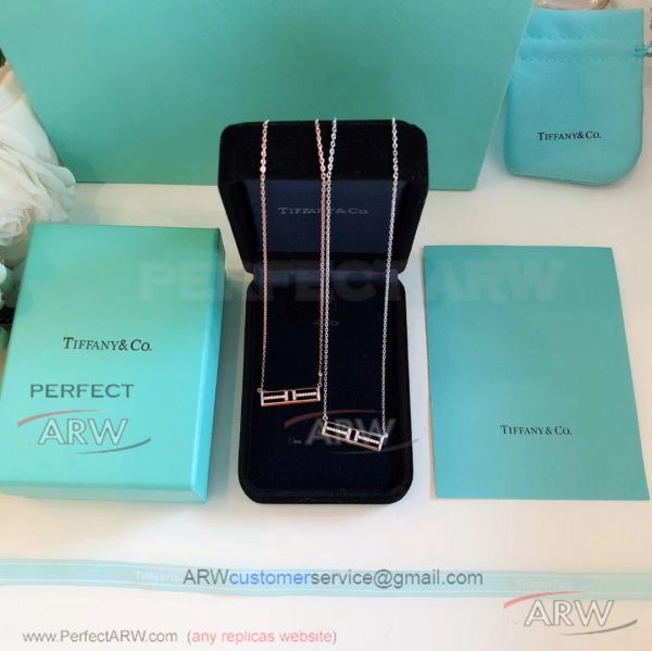AAA Clone Tiffany T Two Skeleton Diamond Necklace - 925 Silver