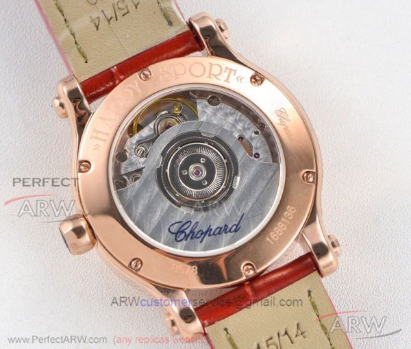GB Factory Chopard Happy Sport Rose Gold Case Red Leather 30 MM Cal ...