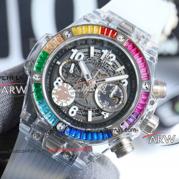 Replica ZF Hublot Big Bang Sapphire Case Rainbow Diamond Bezel ...