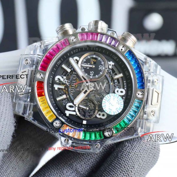 Replica ZF Hublot Big Bang Sapphire Case Rainbow Diamond Bezel ...