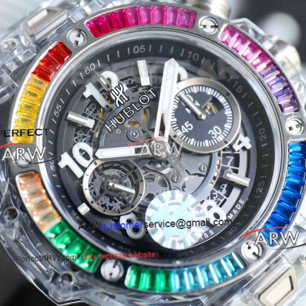 Replica ZF Hublot Big Bang Sapphire Case Rainbow Diamond Bezel ...