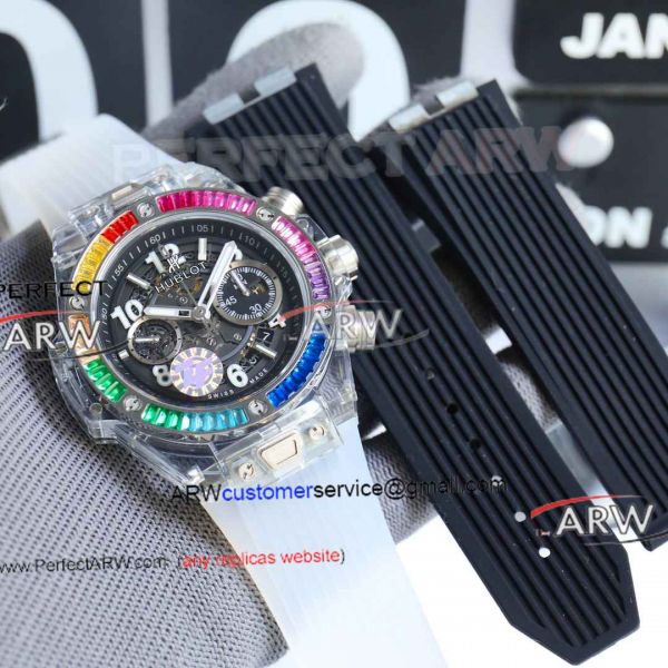 Replica ZF Hublot Big Bang Sapphire Case Rainbow Diamond Bezel ...