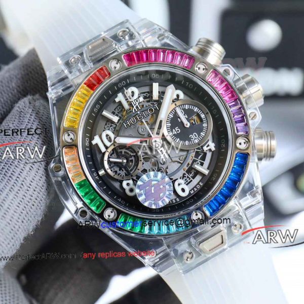 Replica ZF Hublot Big Bang Sapphire Case Rainbow Diamond Bezel ...